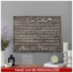 Our Father On Rustic Wood Personalized Canvas Best Canvas Wall Art ...