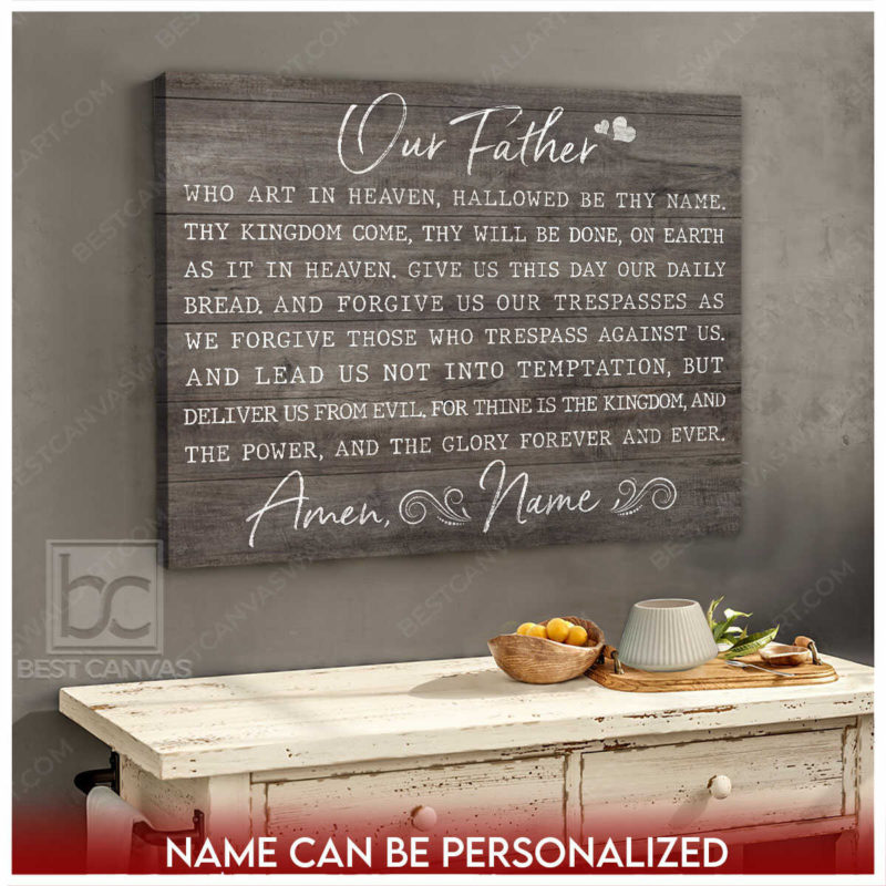Our Father On Rustic Wood Personalized Canvas Best Canvas Wall Art ...