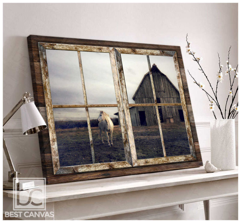 Top 3 Beautiful Old Barn Through Rustic Window Canvas