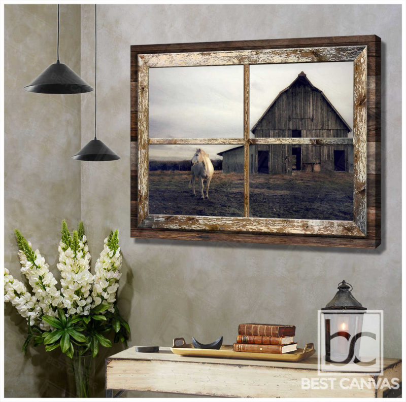 Top 3 Beautiful Old Barn Through Rustic Window Canvas