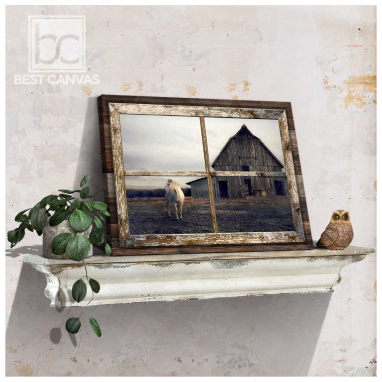 Top 3 Beautiful Old Barn Through Rustic Window Canvas