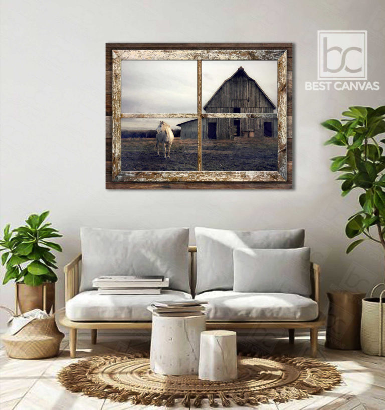 Top 3 Beautiful Old Barn Through Rustic Window Canvas