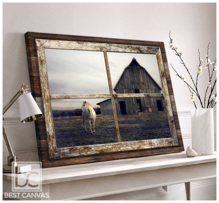 Top 3 Beautiful Old Barn Through Rustic Window Canvas