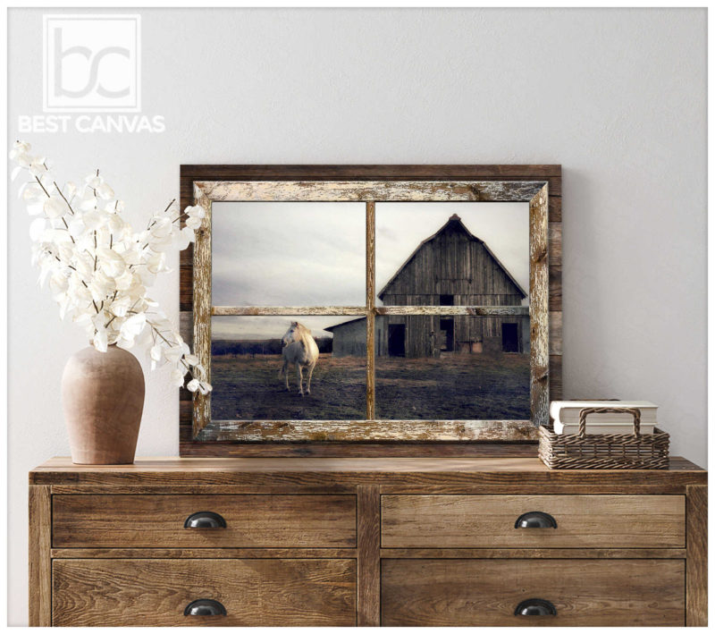 Top 3 Beautiful Old Barn Through Rustic Window Canvas