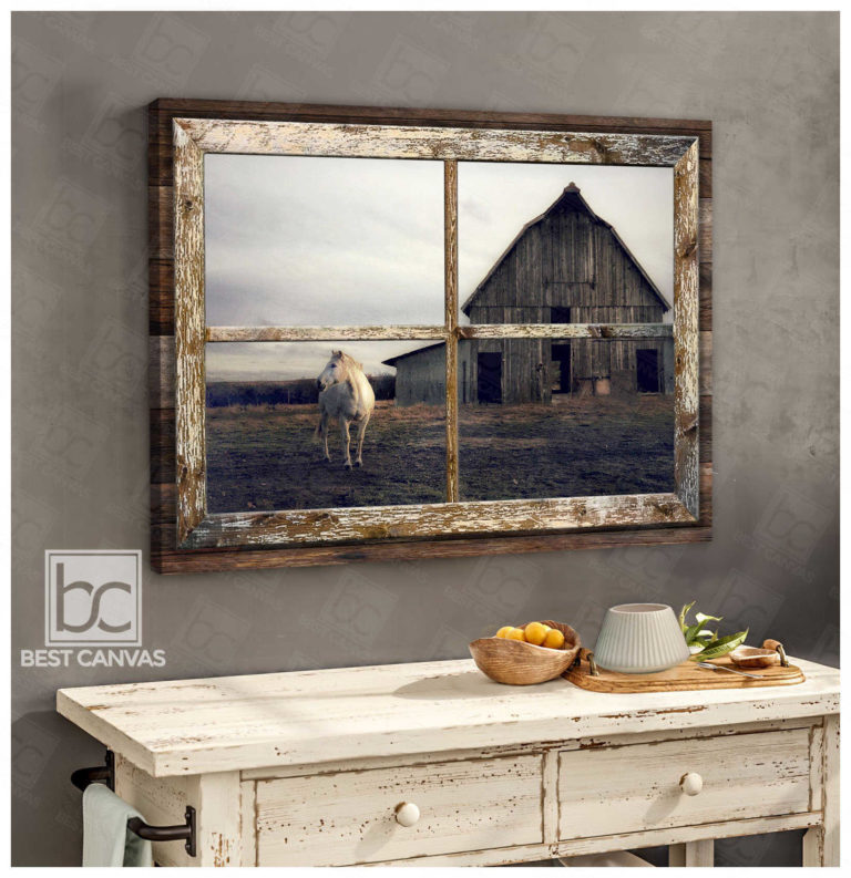 Top 3 Beautiful Old Barn Through Rustic Window Canvas