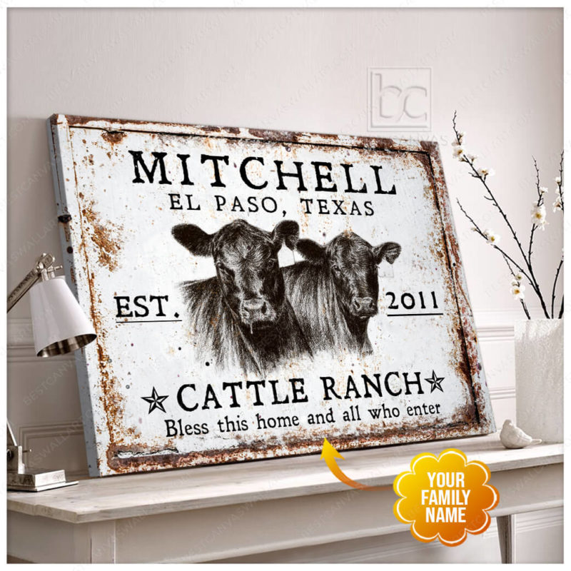 Cattle Ranch Custom Canvas For Farmhouse Wall Art Decor