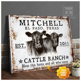 Cattle Ranch Custom Canvas For Farmhouse Wall Art Decor