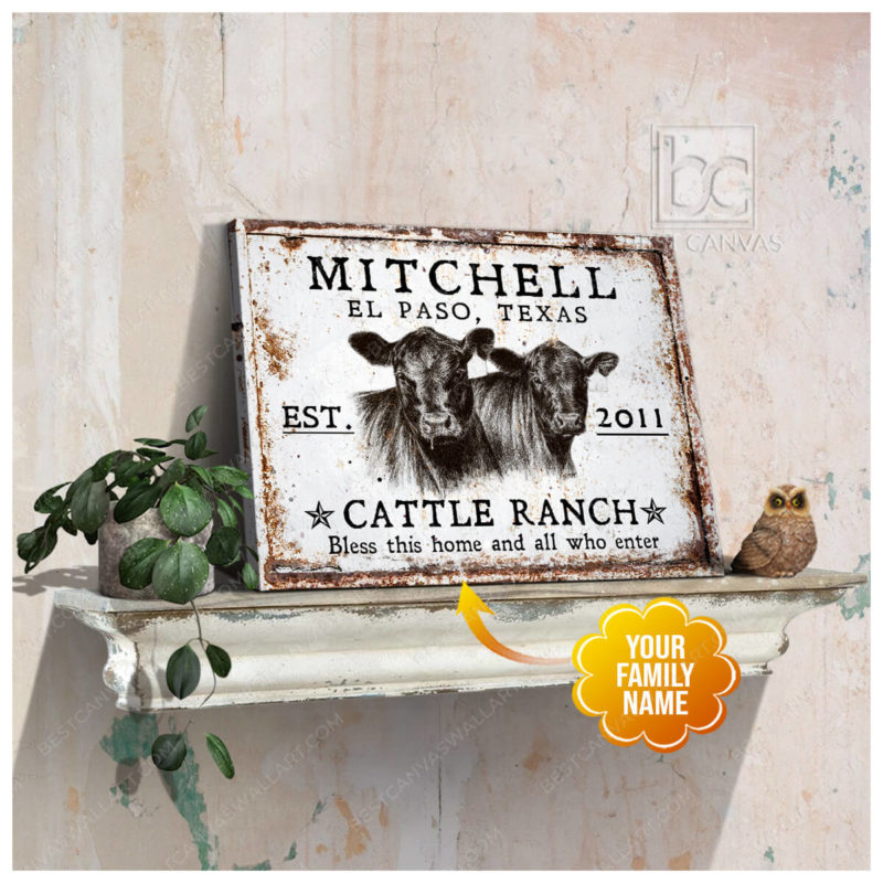 Cattle Ranch Custom Canvas For Farmhouse Wall Art Decor