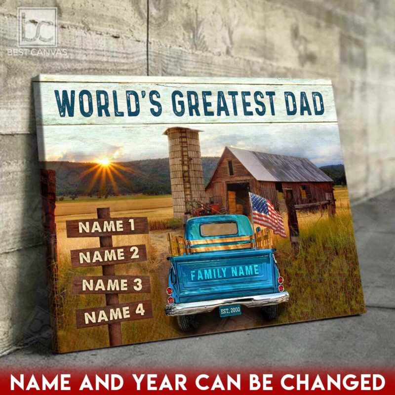 Personalized Canvas World's Greatest Dad, Custom Family Member With ...