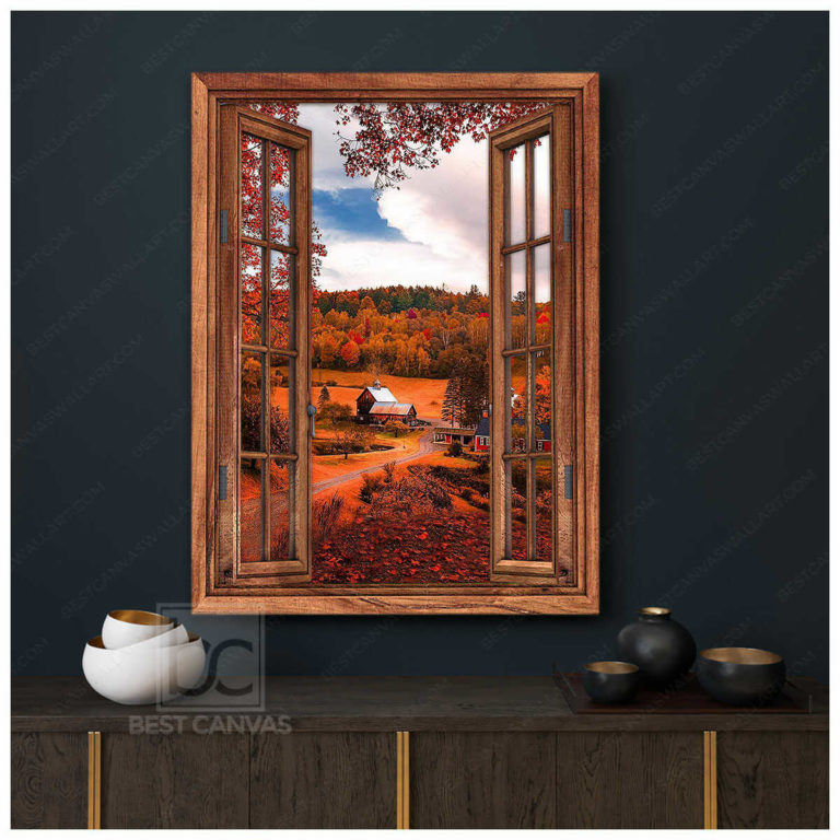 Top 03 Gorgeous Autumn Landscape Through Window Wrapped Or Framed ...