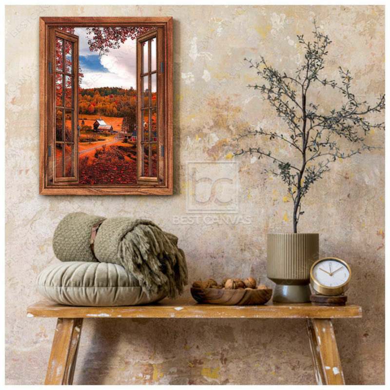 Top 03 Gorgeous Autumn Landscape Through Window Wrapped Or Framed ...