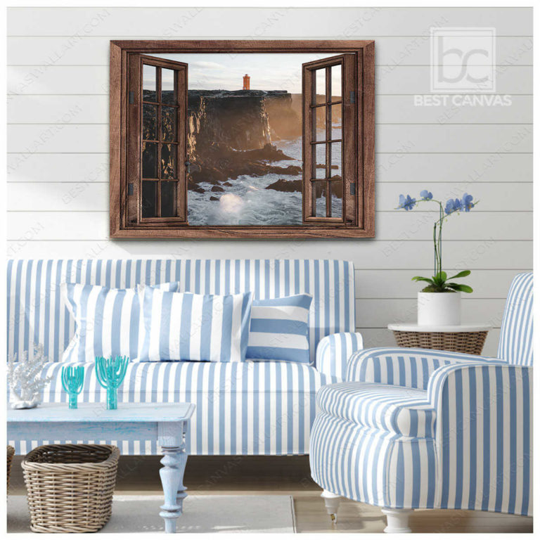 Window Canvas Prints Beautiful Light House On Mountain By The Sea ...