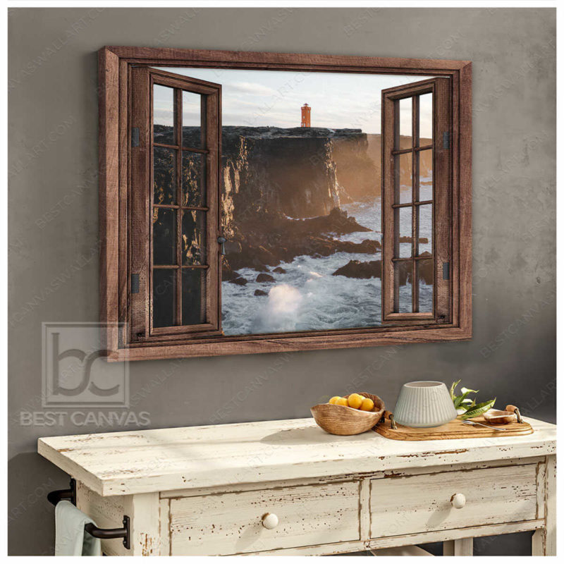 Window Canvas Prints Beautiful Light House On Mountain By The Sea ...