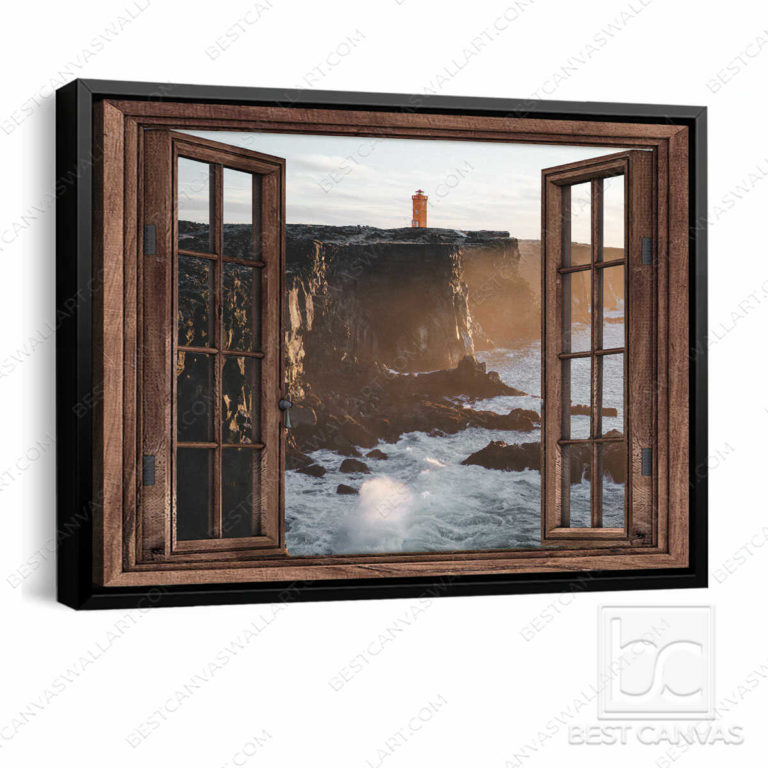 Window Canvas Prints Beautiful Light House On Mountain By The Sea ...