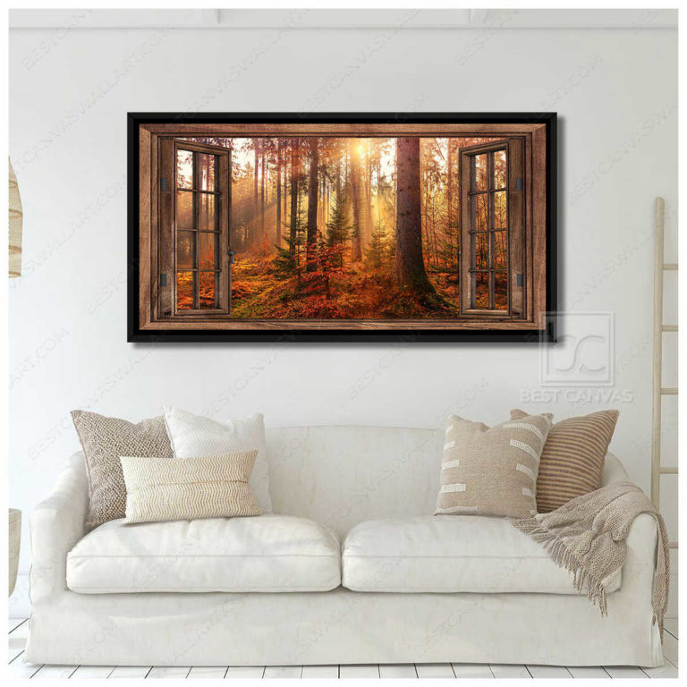 Top 03 Gorgeous Forest In Autumn Scenery Through Rustic Window Larger ...
