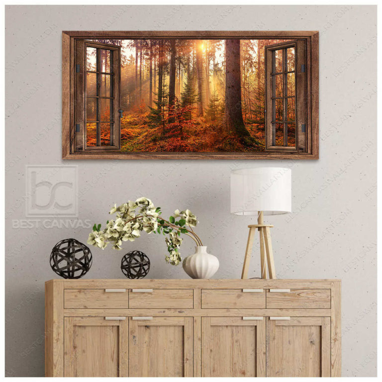 Top 03 Gorgeous Forest In Autumn Scenery Through Rustic Window Larger ...