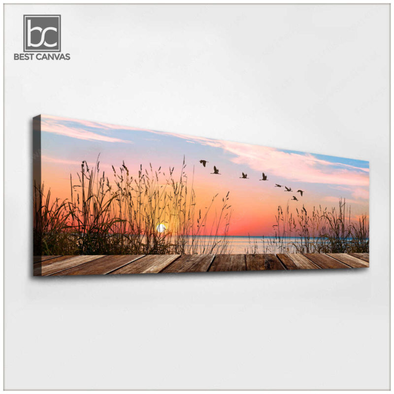 Top 03 Gorgeous Sunset On Lake Canvas Large Sizes Wrapped Or Framed ...