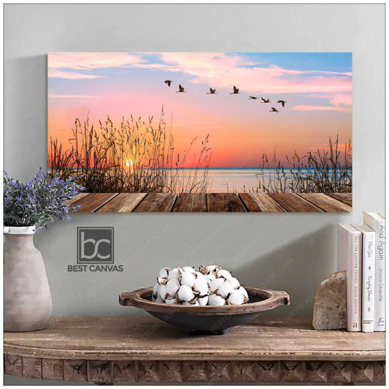 Top 03 Gorgeous Sunset On Lake Canvas Large Sizes Wrapped Or Framed ...