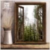 Tall Trees Wall Art Green Tall Tree In Forest Through Rustic Window ...