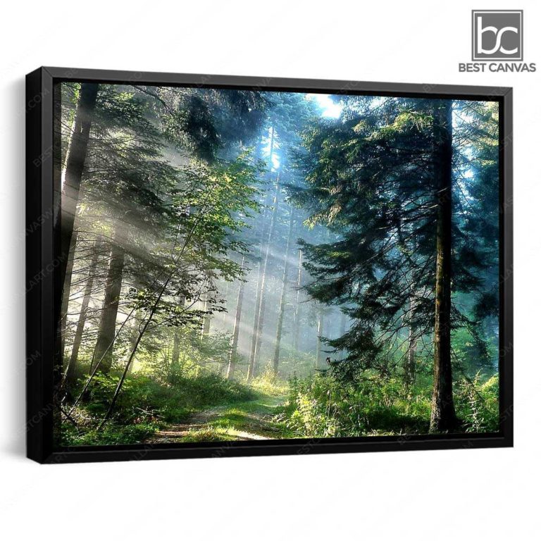 Forest Canvas Wall Art Green Tall Trees In Forest Landscape Large Sizes ...