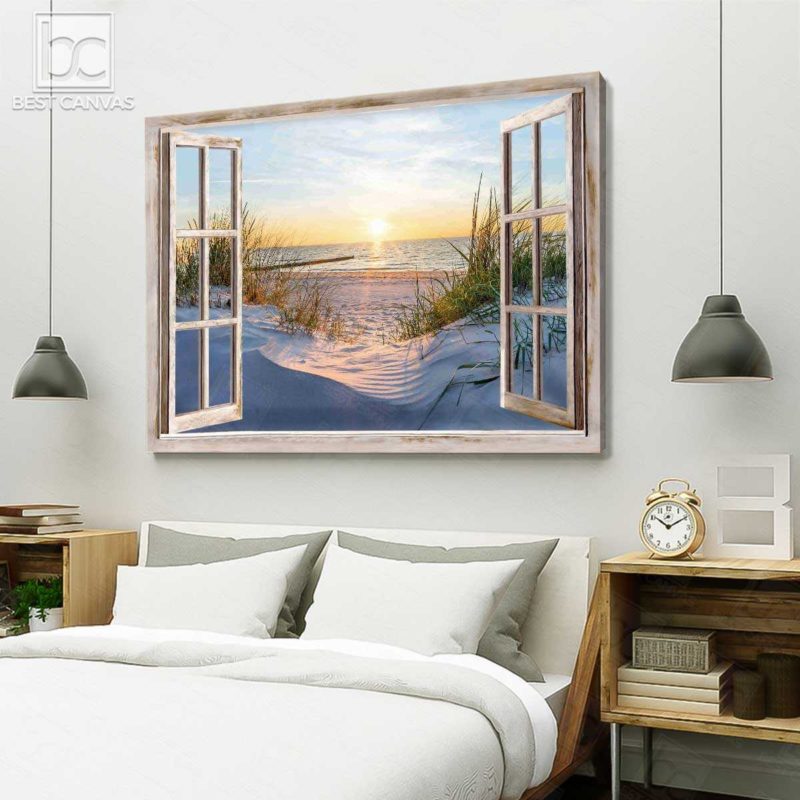 Beach Canvas Wall Art Gorgeous Dune Beach In The Morning Through Rustic ...