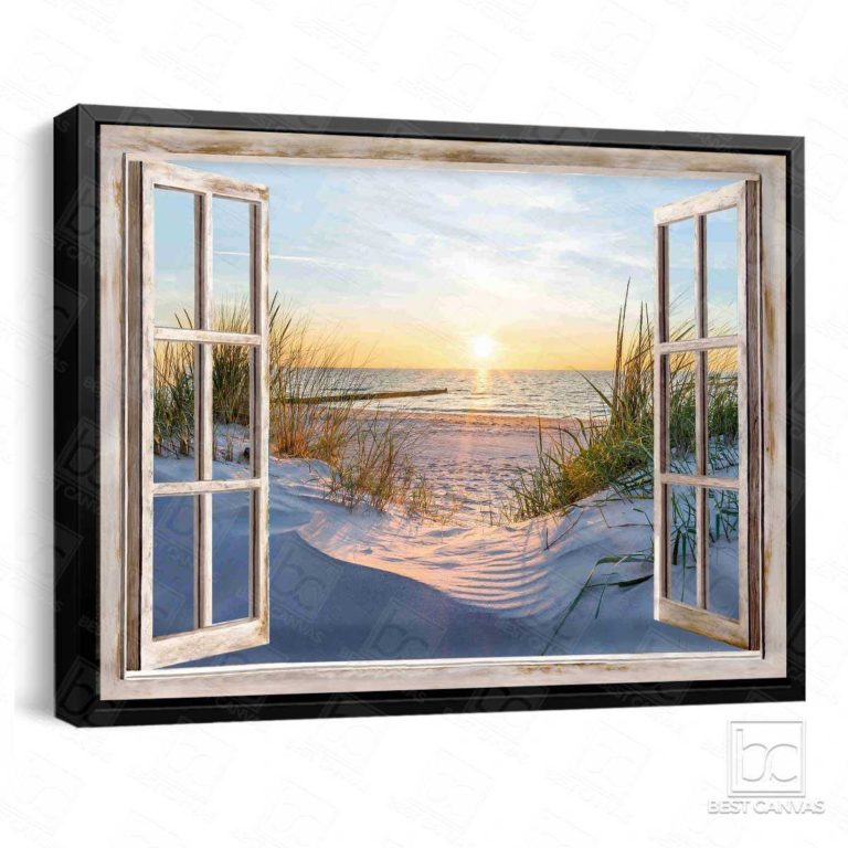 Beach Canvas Wall Art Gorgeous Dune Beach In The Morning Through Rustic ...