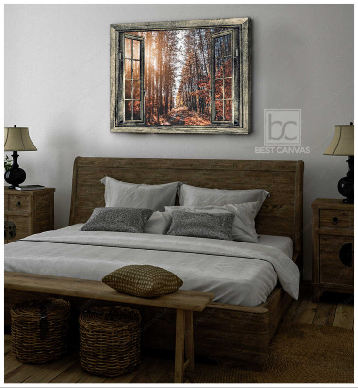Autumn Fall Canvas Wall Art Forest In Autumn Landscape Through Gray ...