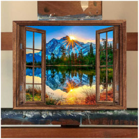 Nature Canvas Wall Art Beautiful Sunset Lake And Mountains In Winter ...