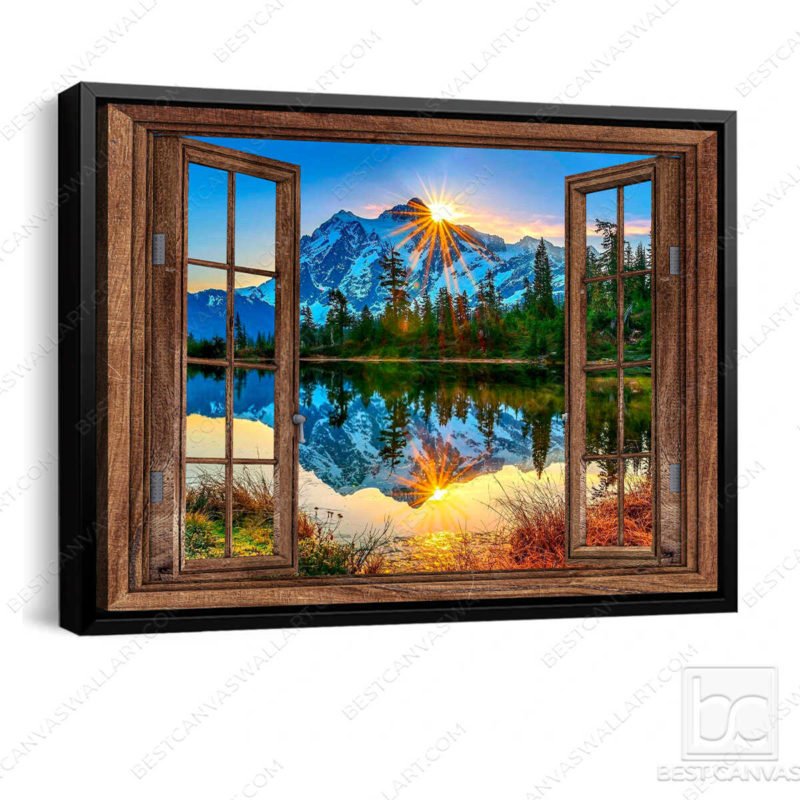 Nature Canvas Wall Art Beautiful Sunset Lake And Mountains In Winter ...