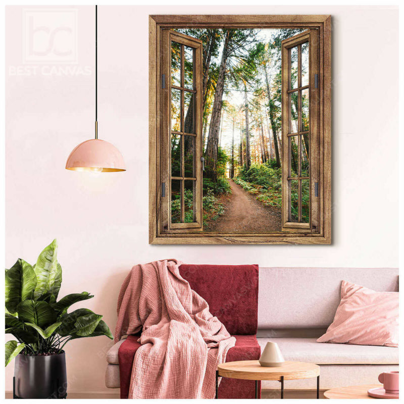 Path Through Forest, Forest Canvas Wall Art, Open Window Wall Art ...